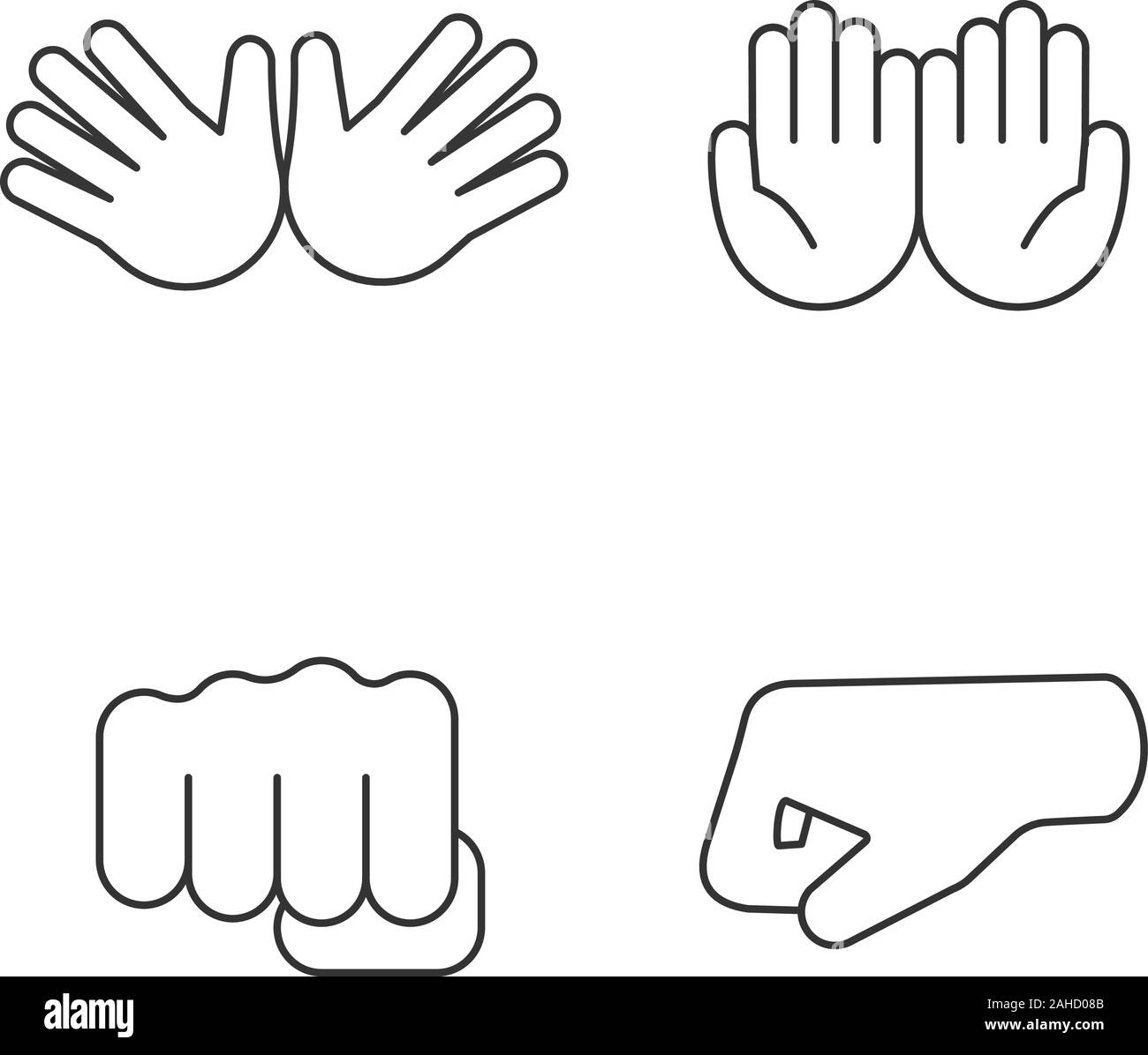 Hand gesture emojis linear icons set. Thin line contour symbols. Jazz ...