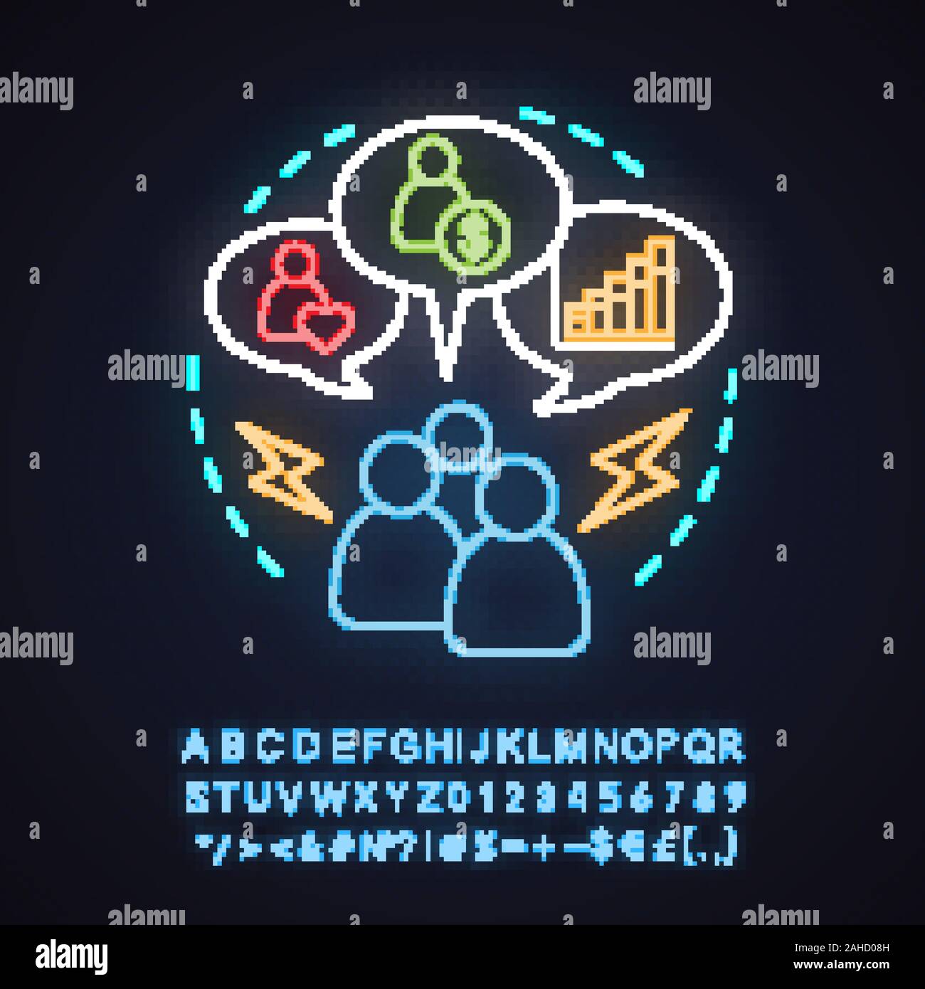 Jealousy neon light concept icon. Distrust idea. Gossip. Glowing sign ...