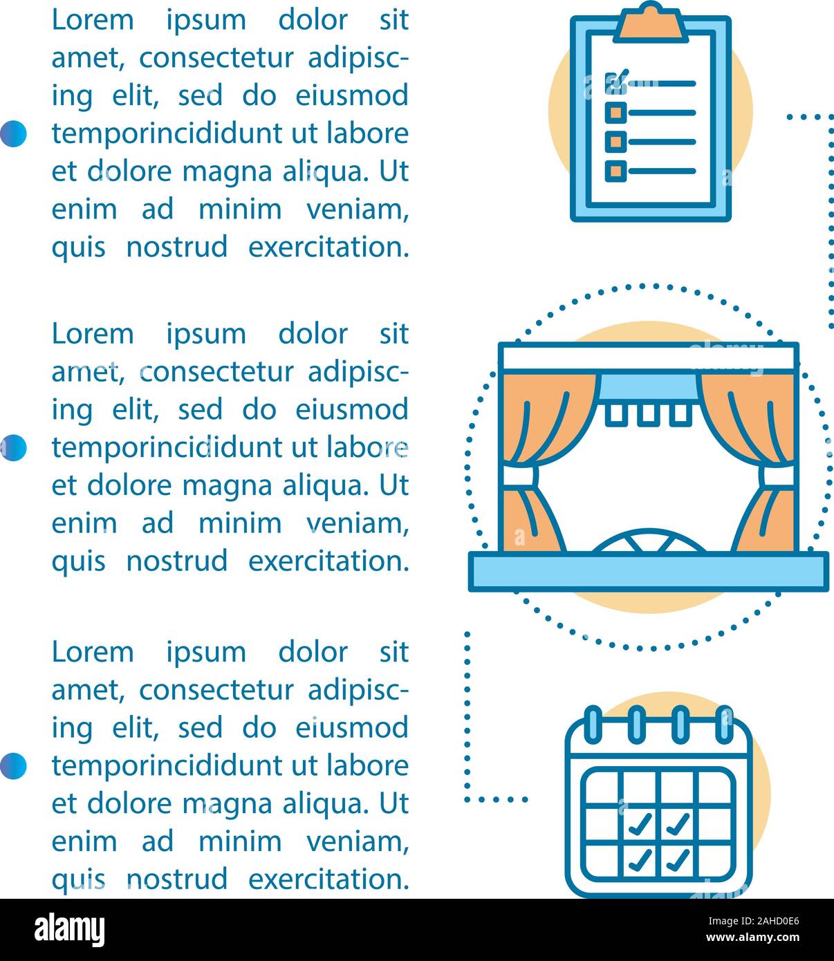 Theatre article page vector template. Spectacle premiere. Film event ...