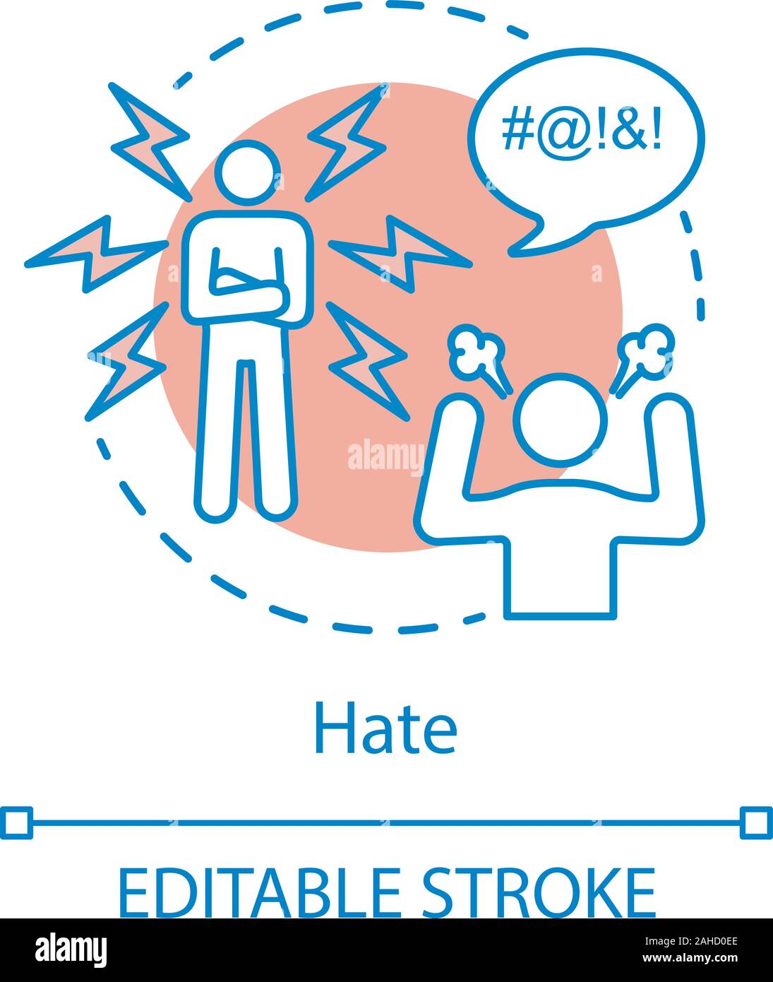 Hate concept icon. Aggression idea thin line illustration. Relationship ...