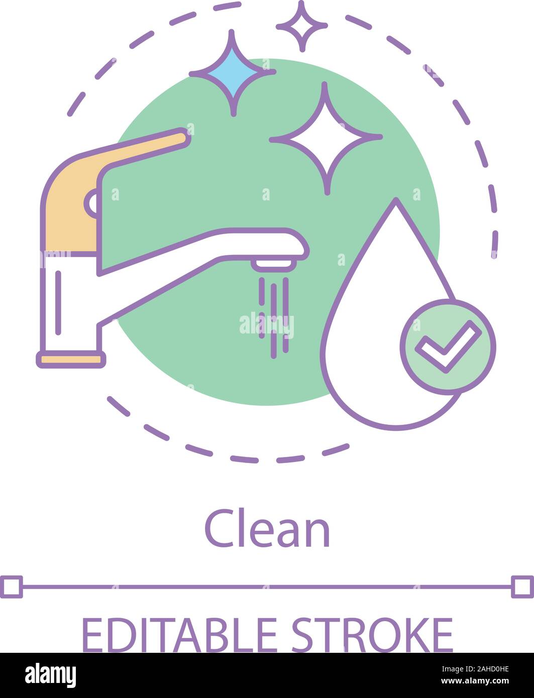 Potable water concept icon. Cleaning and sanitary idea thin line ...