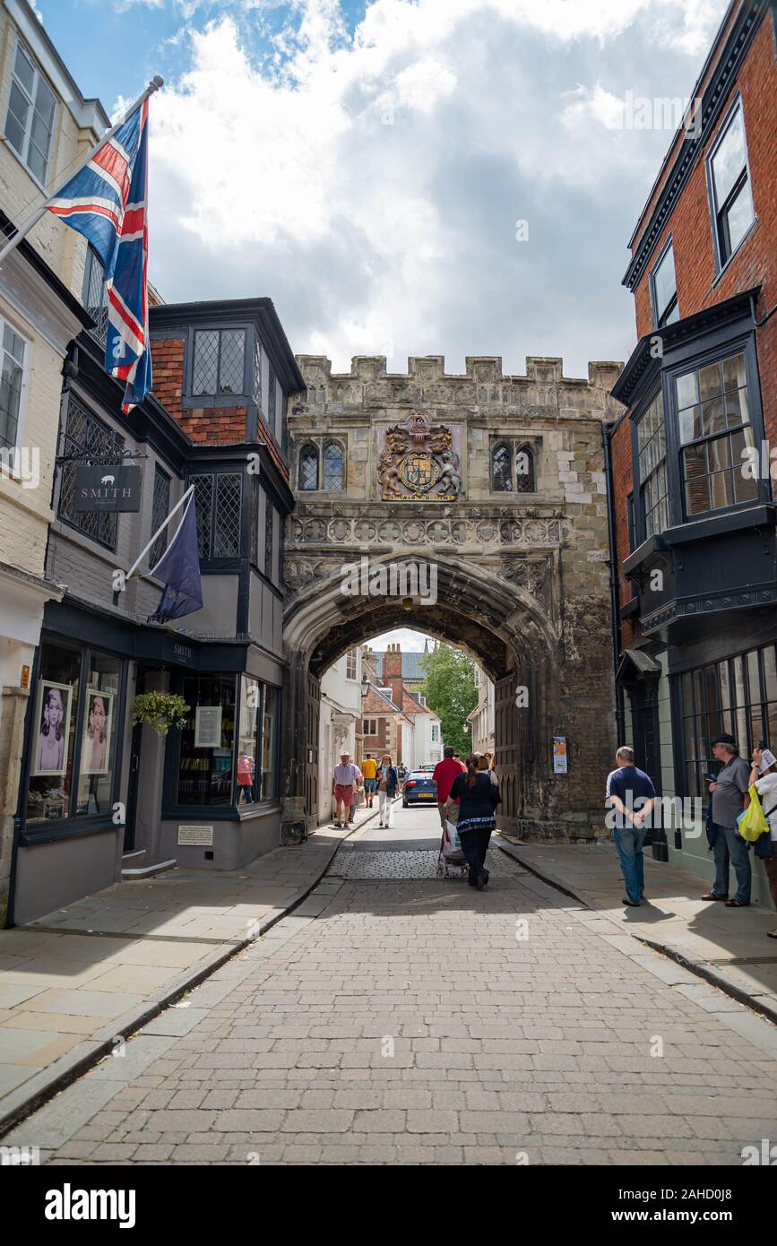 The medieval North Gate, known as the High Street Gate, to the ...
