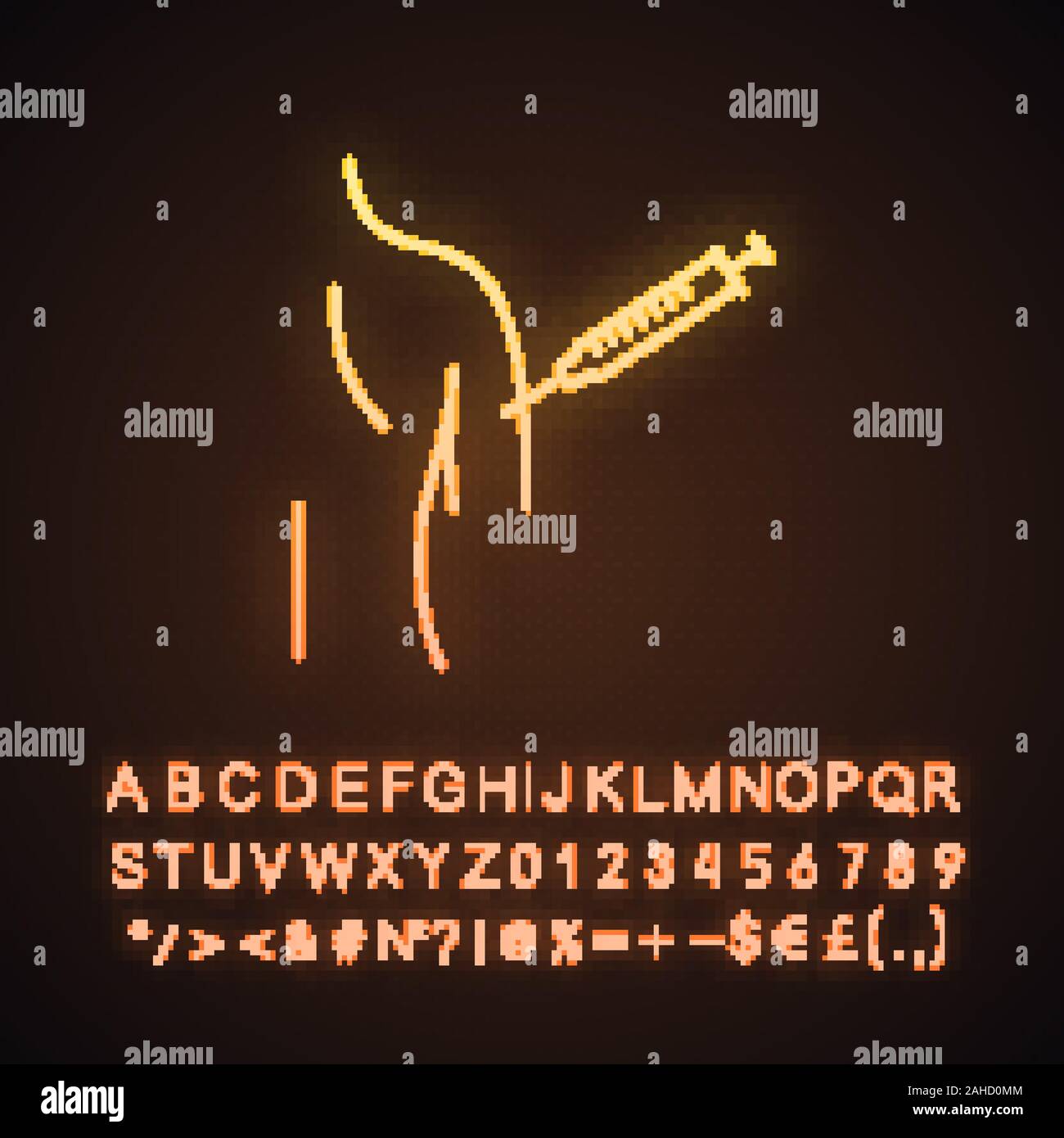 Vaccination neon light icon. Flu shot. Polio, measles vaccine. Woman ...