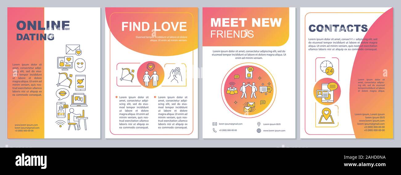 Online dating app brochure template layout. Find love idea. Flyer ...