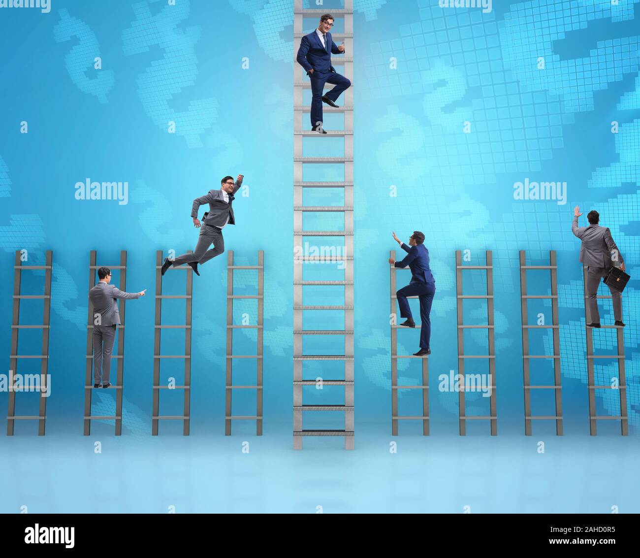 The competition concept with businessman beating competitors Stock ...