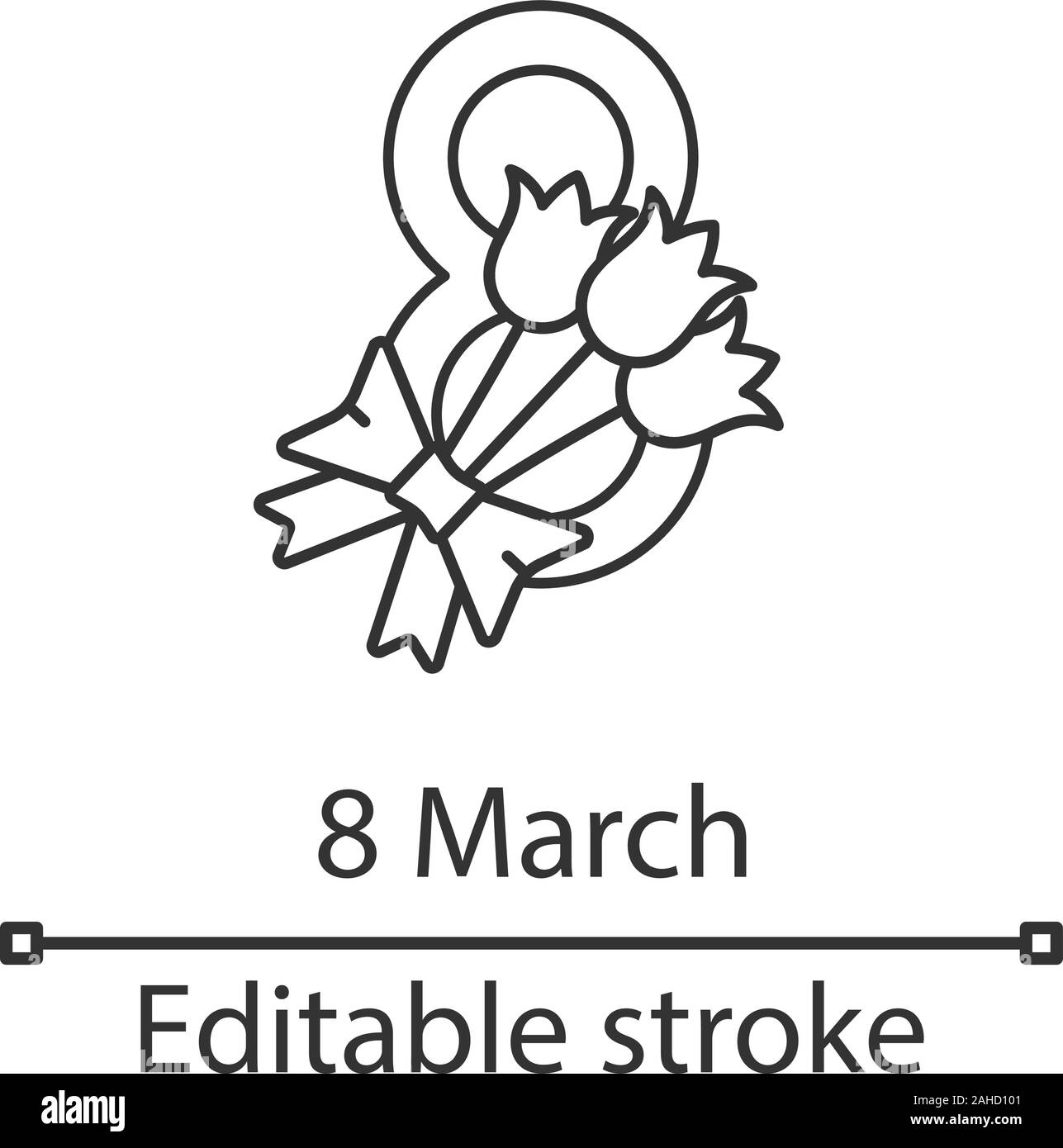 International Women's Day linear icon. Thin line illustration. Flowers ...