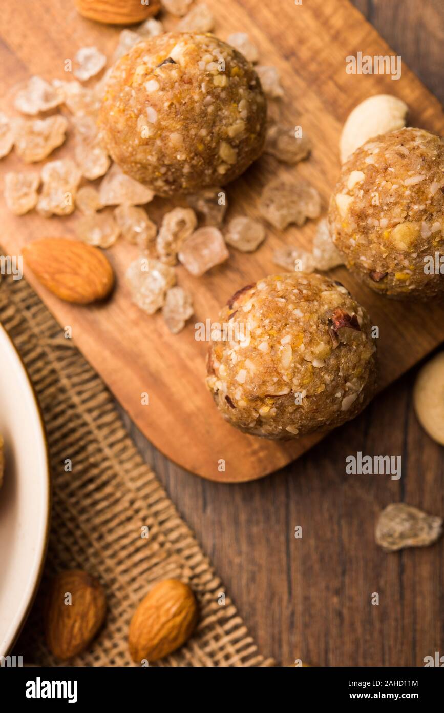 Sweet Dink Laddu Also Known As Dinkache Ladoo Or Gond Ke Laddoo Made Using Edible Gum With Dry
