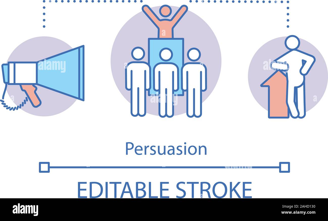 Persuasion concept icon. Leadership skills idea thin line illustration. Leading abilities ...