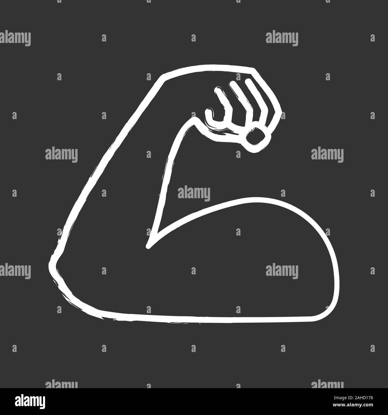 Flexed bicep chalk icon. Strong emoji. Muscle. Bodybuilding, workout ...