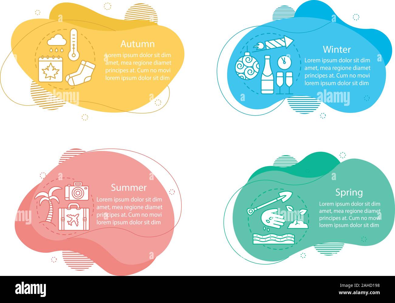 Four seasons concept illustrations. Winter, autumn, spring, summer ...