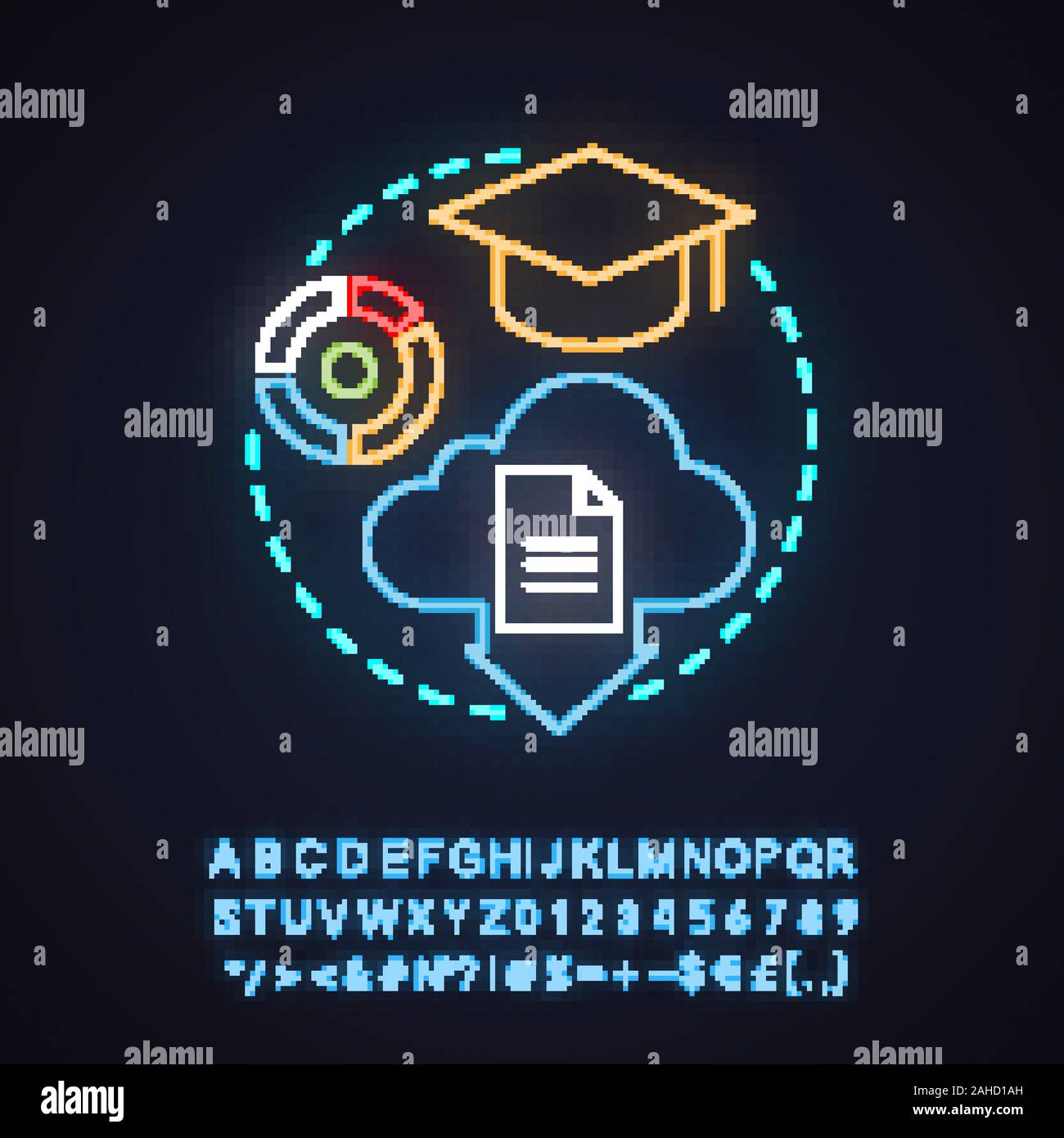 Online courses neon light concept icon. E-learning idea. Distance ...