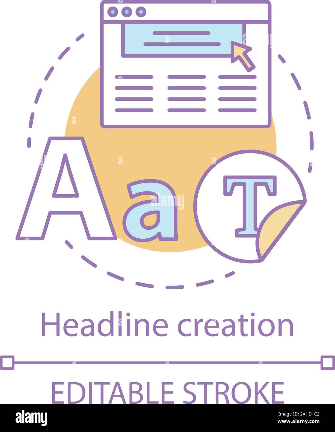 Headline creation concept icon. Copywriting idea thin line illustration ...