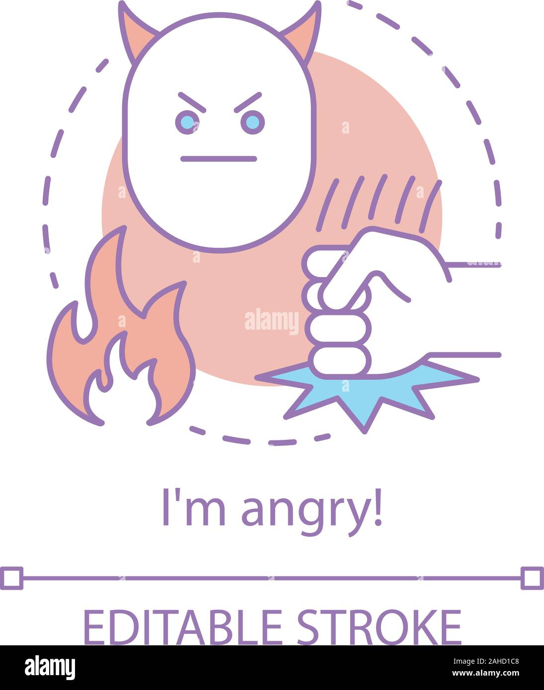 Anger concept icon. Exasperation idea thin line illustration. Strained ...