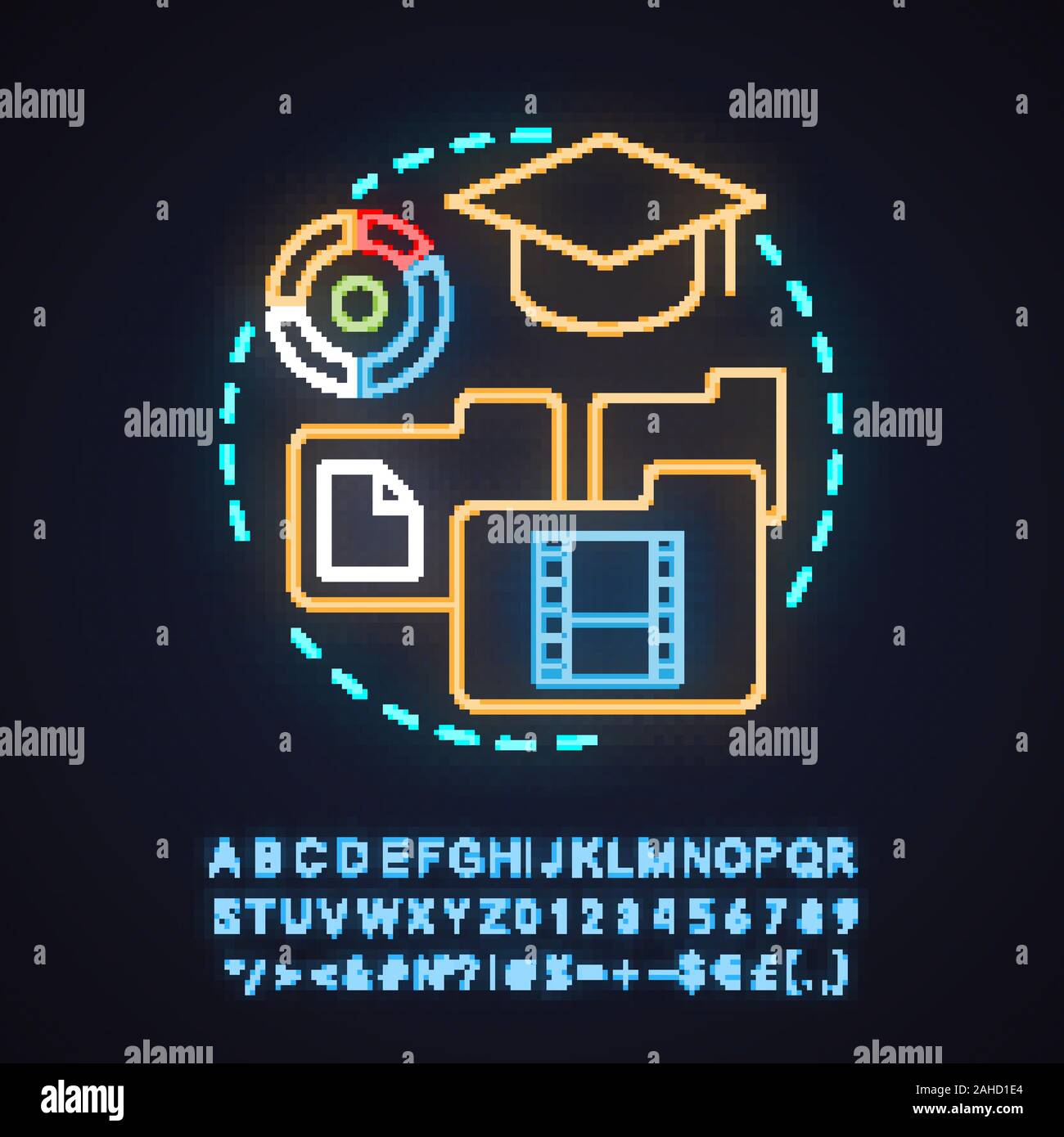 Online courses neon light concept icon. E-learning idea. Distance ...