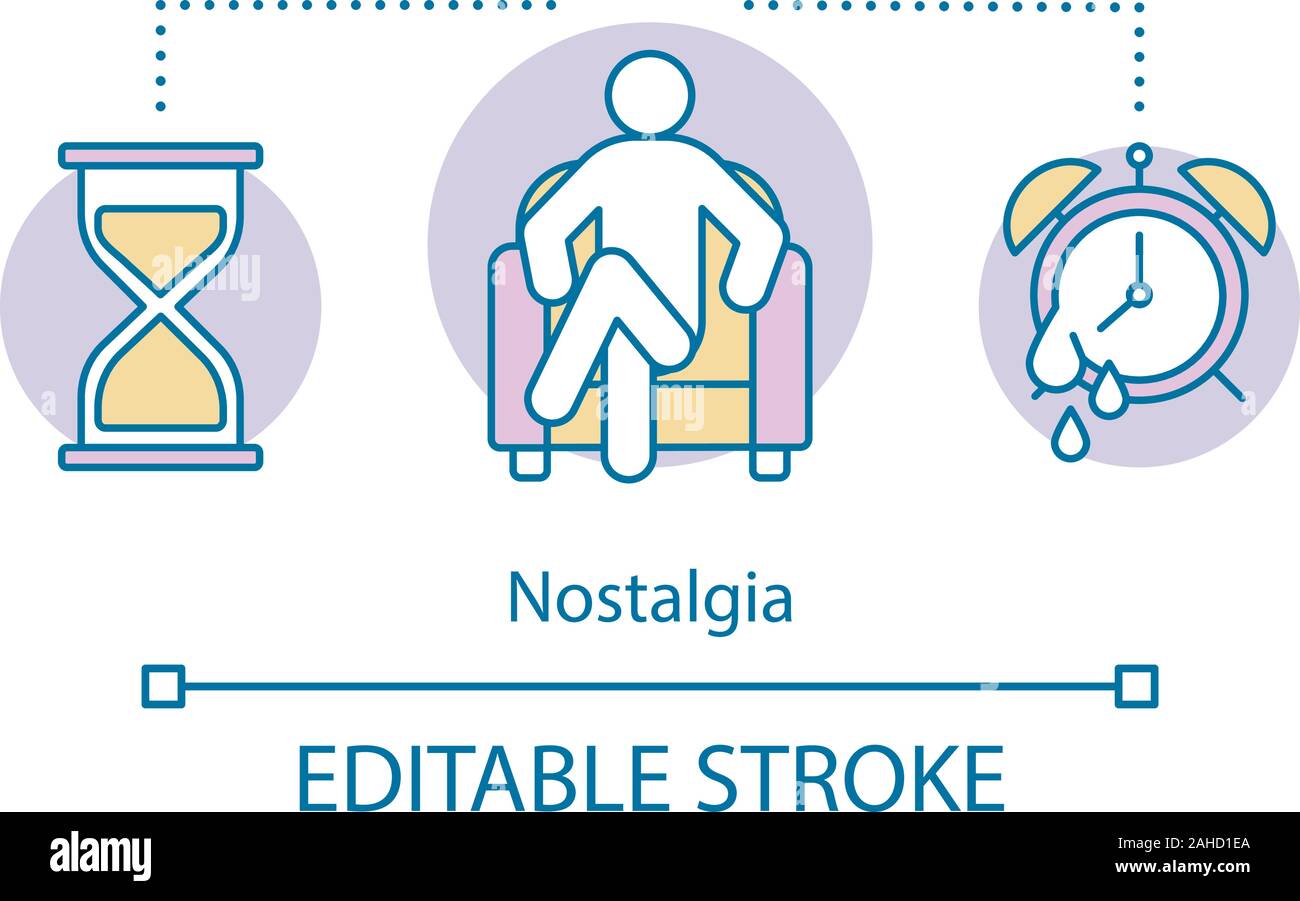 Nostalgia and depression concept icon. Missing home idea thin line ...