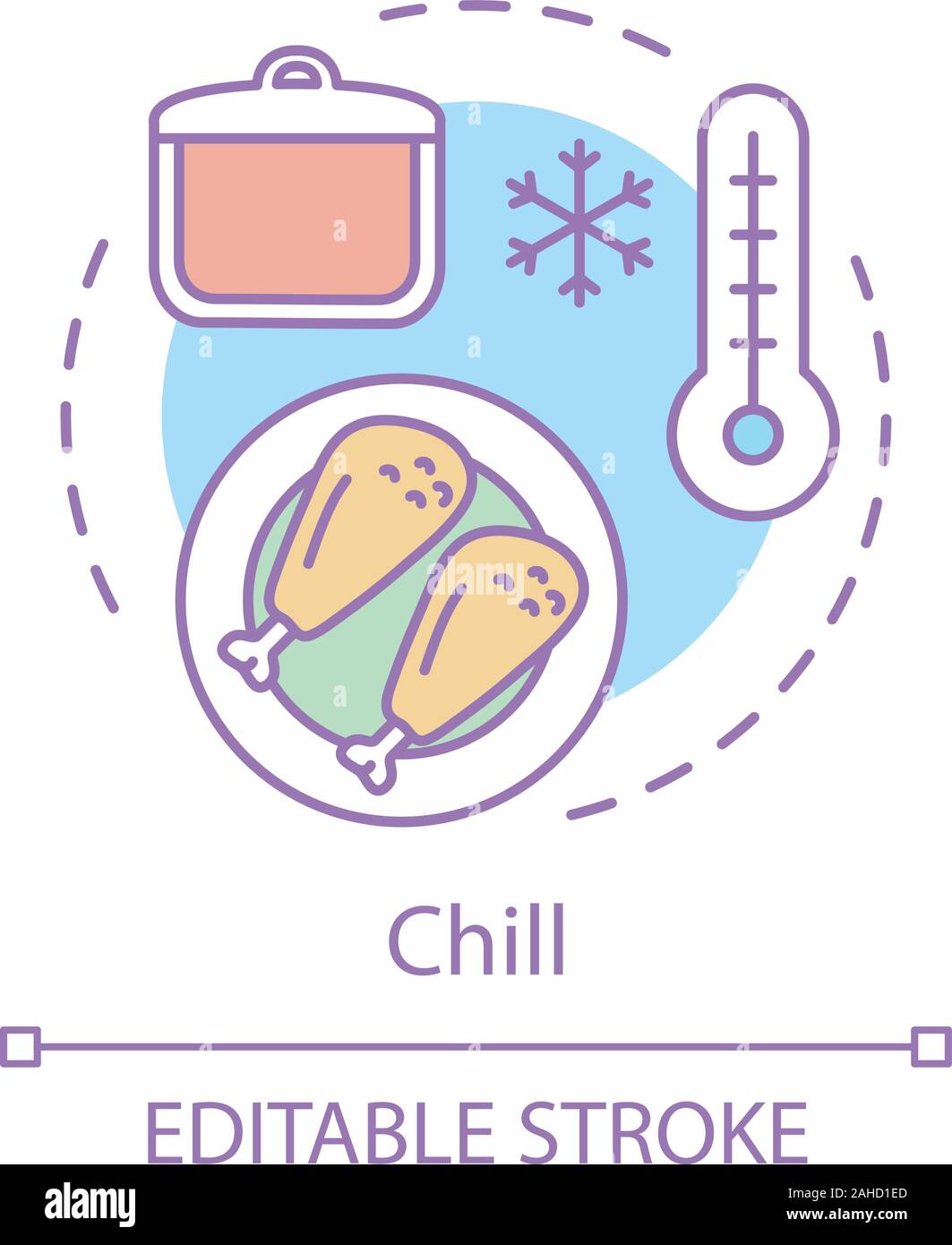 chilled-food-concept-icon-meal-storage-idea-thin-line-illustration