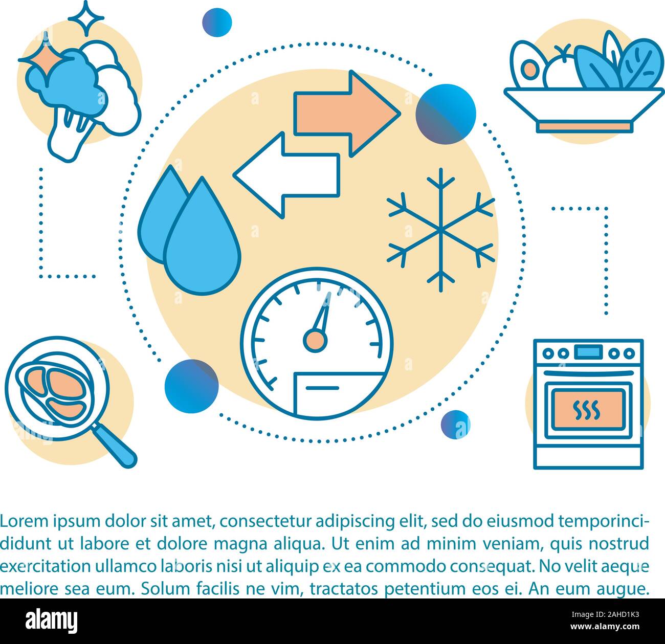 Food processing concept linear illustration. Meal preparation. Cooking ...