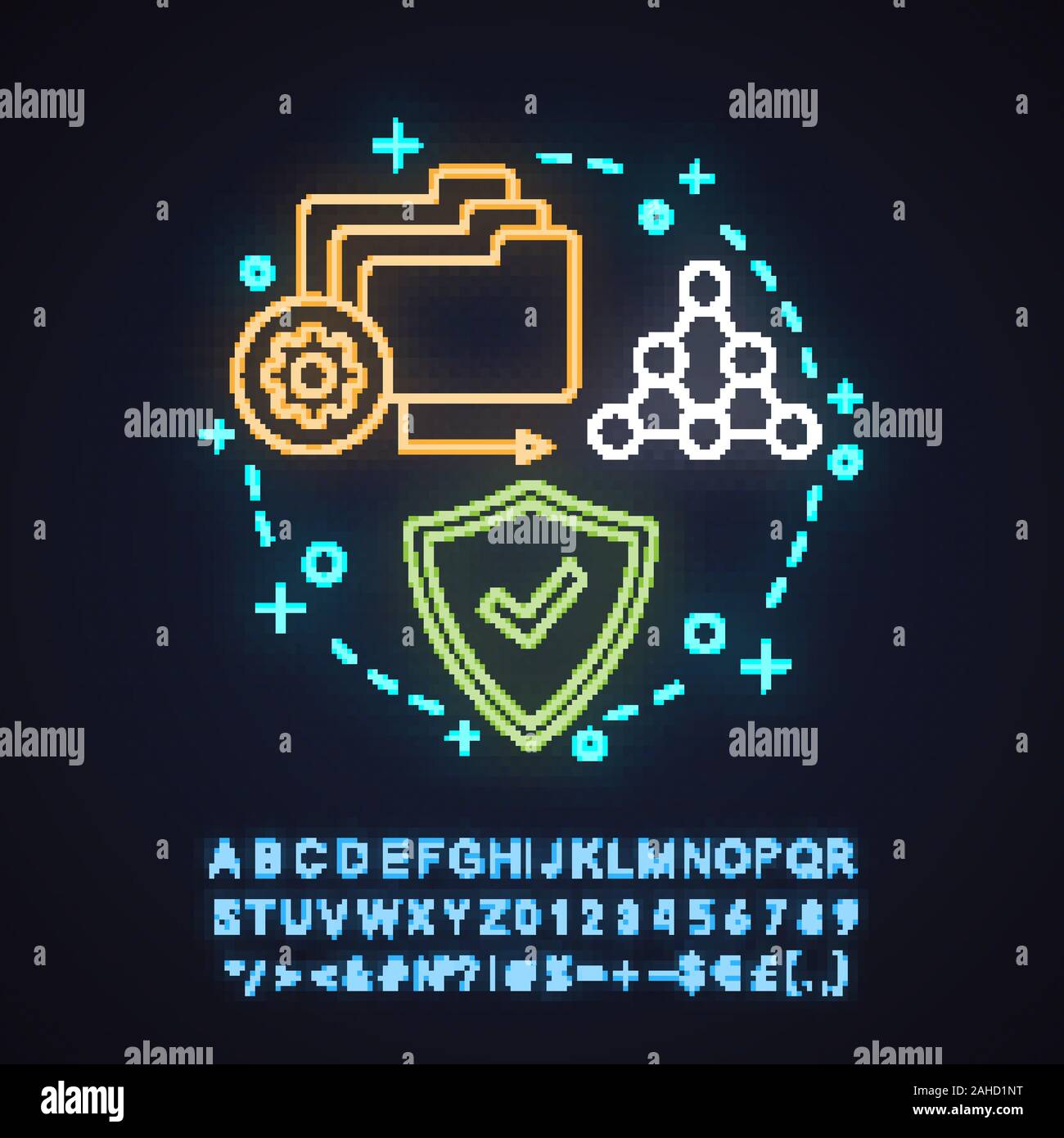 Digital security neon light concept icon. Data protection system idea ...