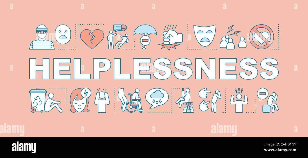 Helplessness word concepts banner. Sadness feeling. Disability, health ...