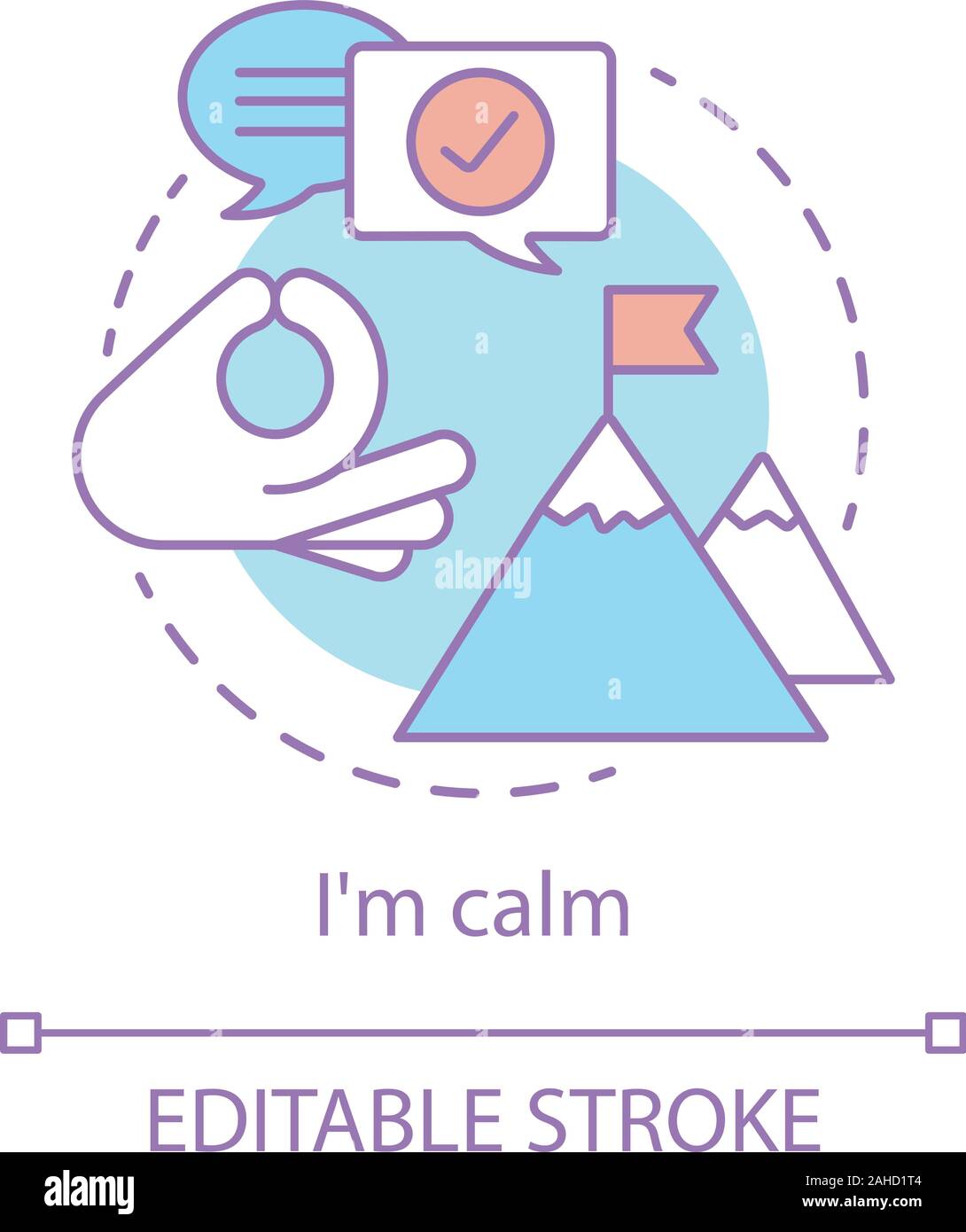 Calm concept icon. Quiet idea thin line illustration. Mountain tourism ...