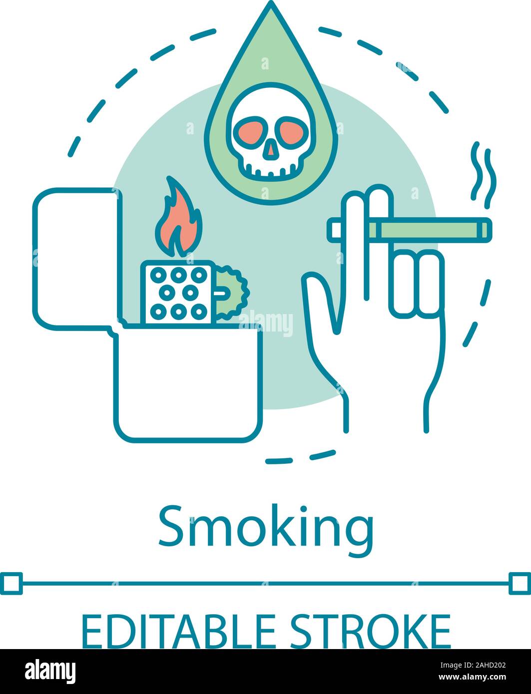 Smoking concept icon. Bad habit idea thin line illustration. Hand ...