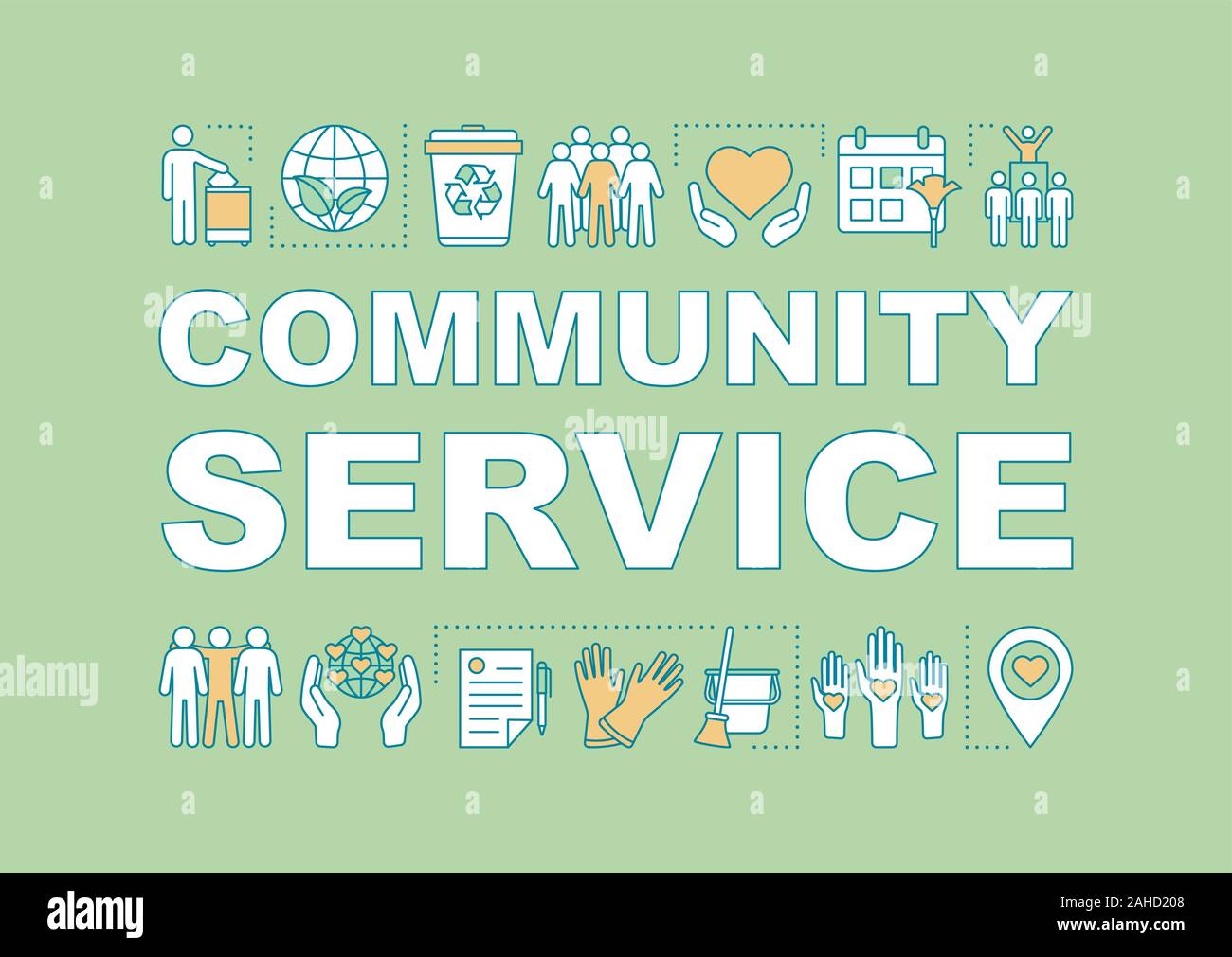 Community service word concepts banner. Volunteering. Presentation ...