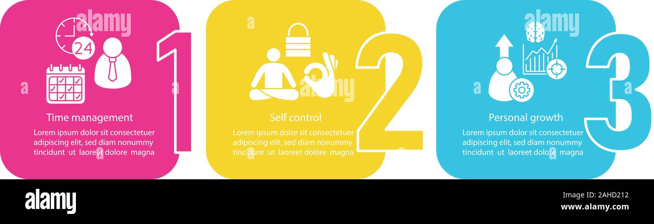 Personal qualities vector infographic template. Time management, self ...