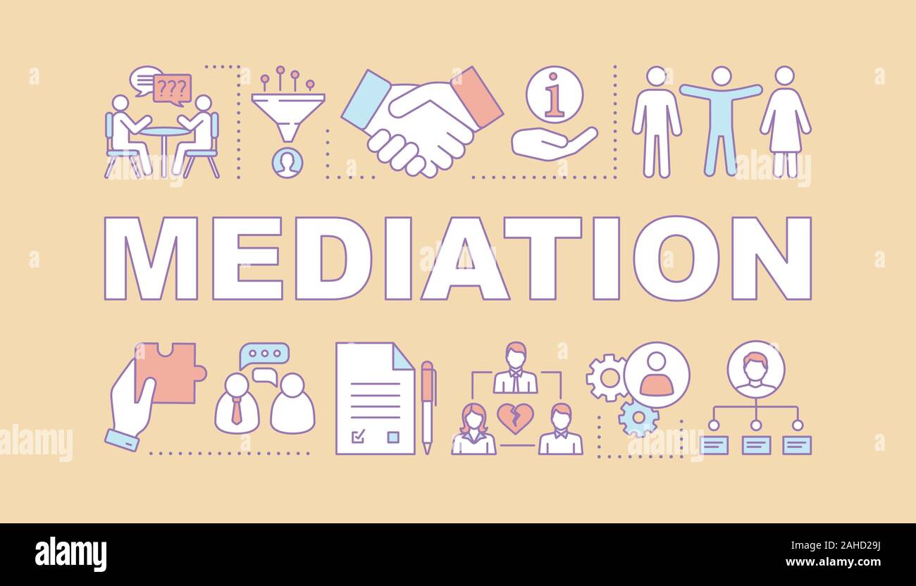 Mediation word concepts banner. Coworking. Dispute, conflict legal ...