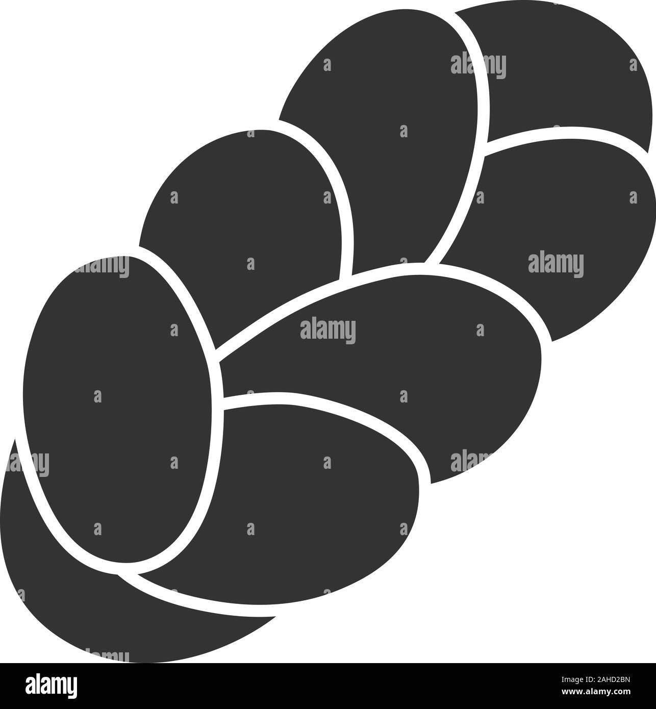 Challah glyph icon. Holiday jewish braided bread. Challot, challos ...