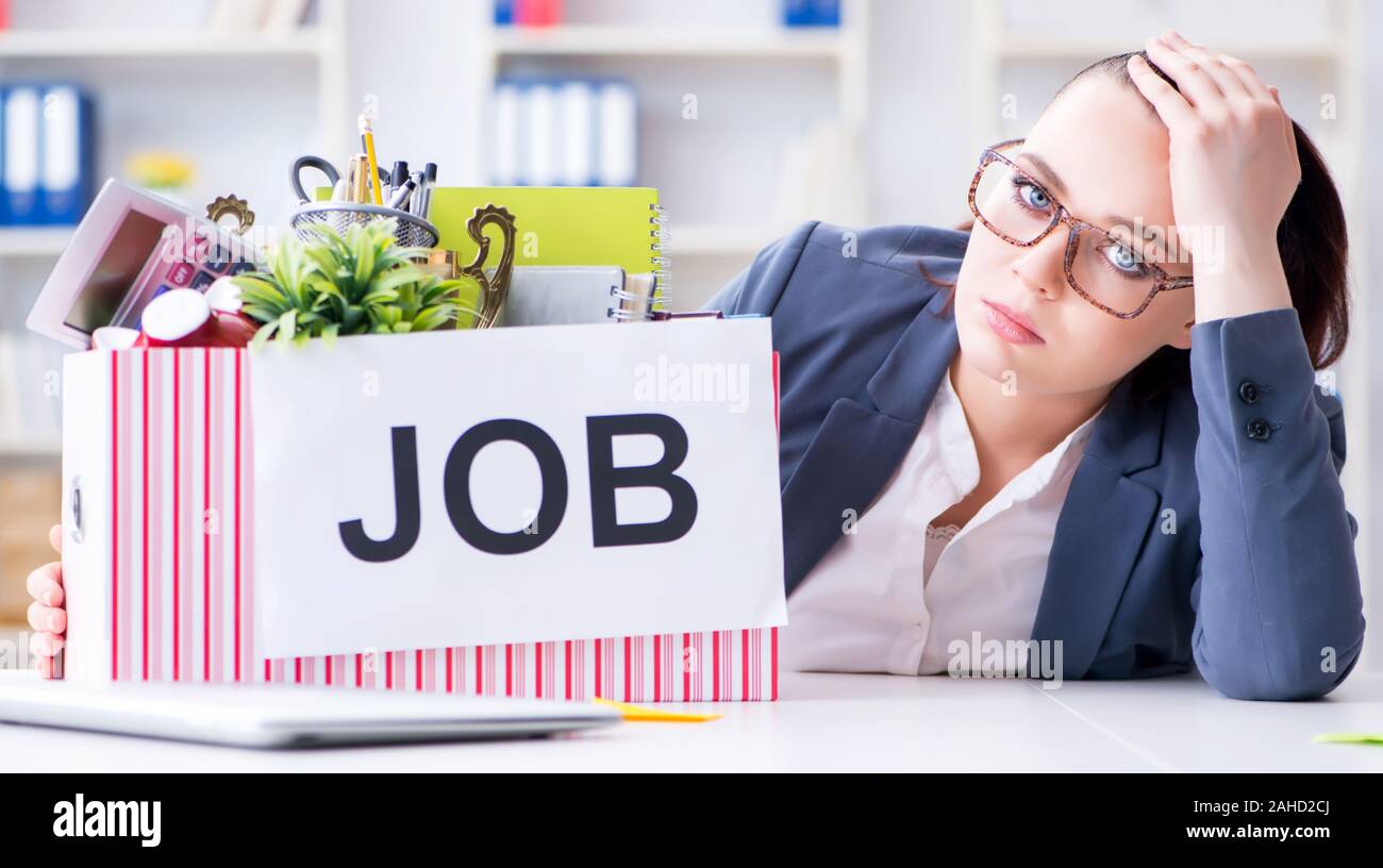 The businesswoman resigning from her job Stock Photo - Alamy