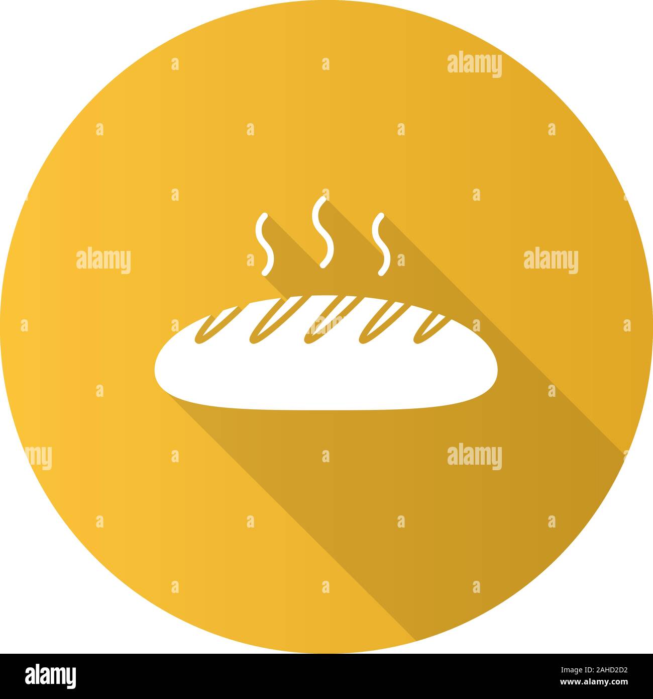 Fresh bread loaf flat design long shadow glyph icon. Bakery. Vector ...