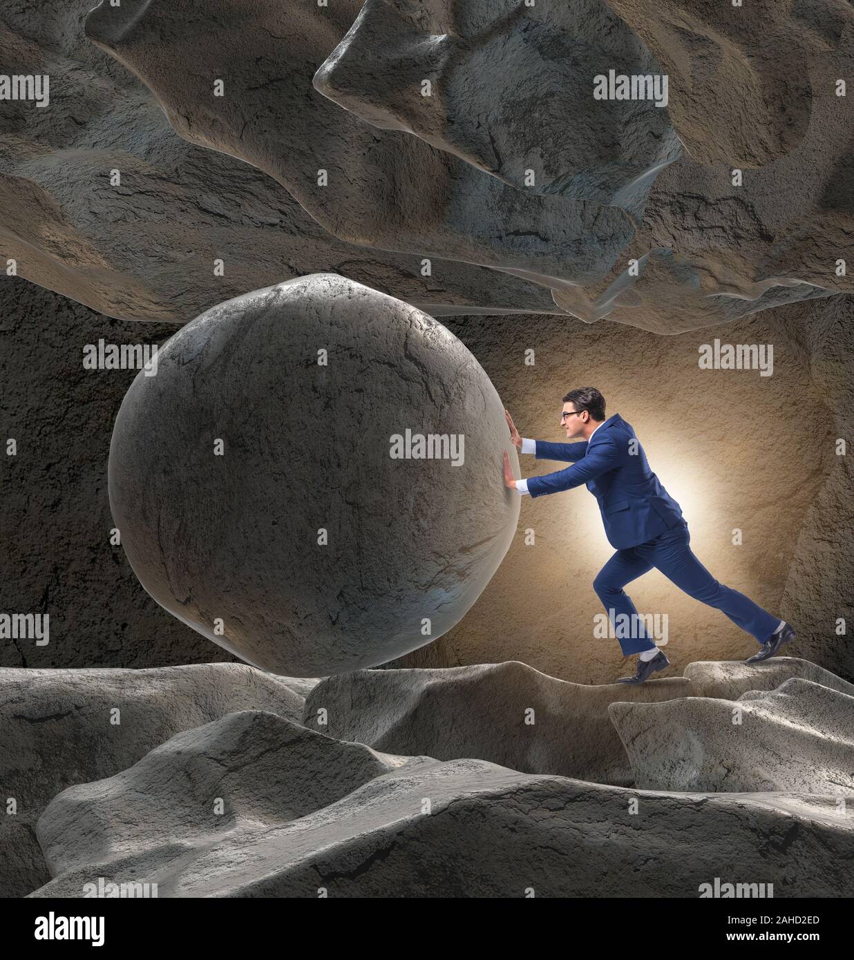 The businessman in difficult challenge concept Stock Photo - Alamy