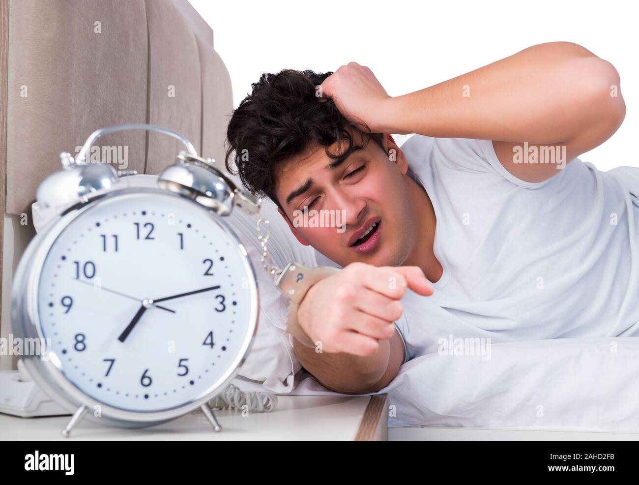 The man in bed suffering from insomnia Stock Photo - Alamy