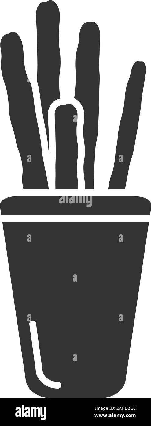 Grissini glyph icon. Silhouette symbol. Breadsticks. Salty sticks ...