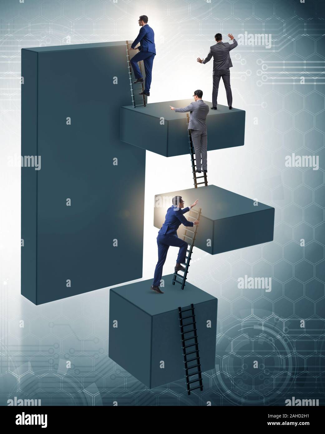 The businessman climbing blocks in career ladder business concept Stock ...