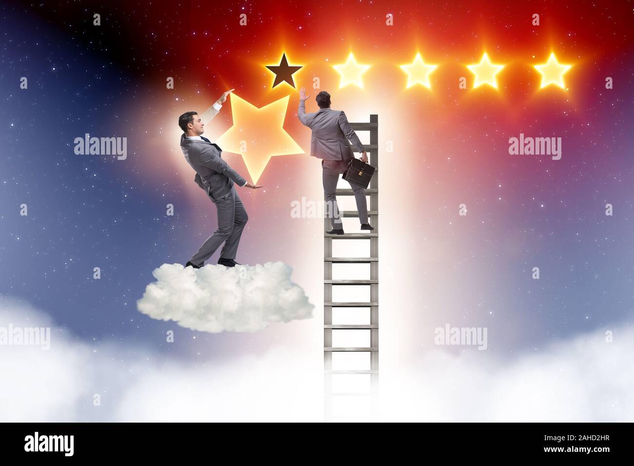 The businessman reaching out for stars Stock Photo - Alamy