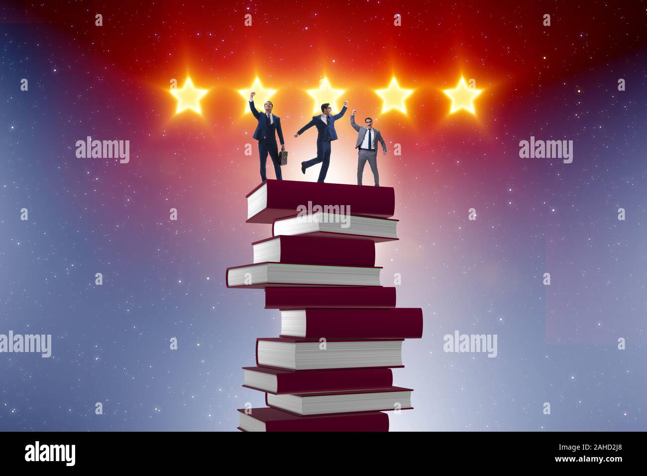 The business education concept with businessman and books Stock Photo ...