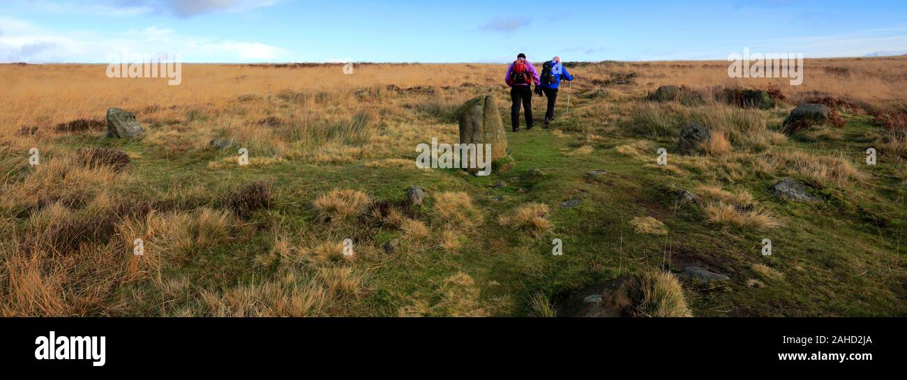 View over Barbrook 1 Stone Circle, Ramsley Big Moor, Peak District ...
