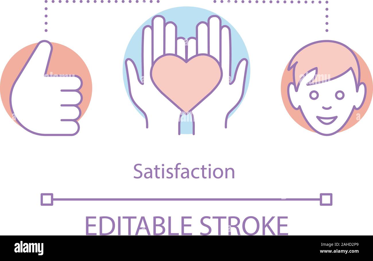 Satisfaction concept icon. Feeling good idea thin line illustration ...