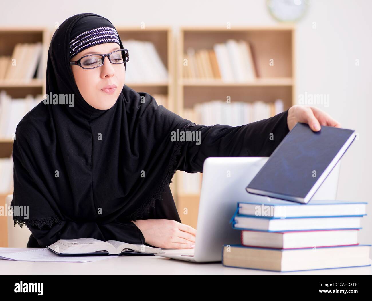 The muslim girl in hijab studying preparing for exams Stock Photo - Alamy