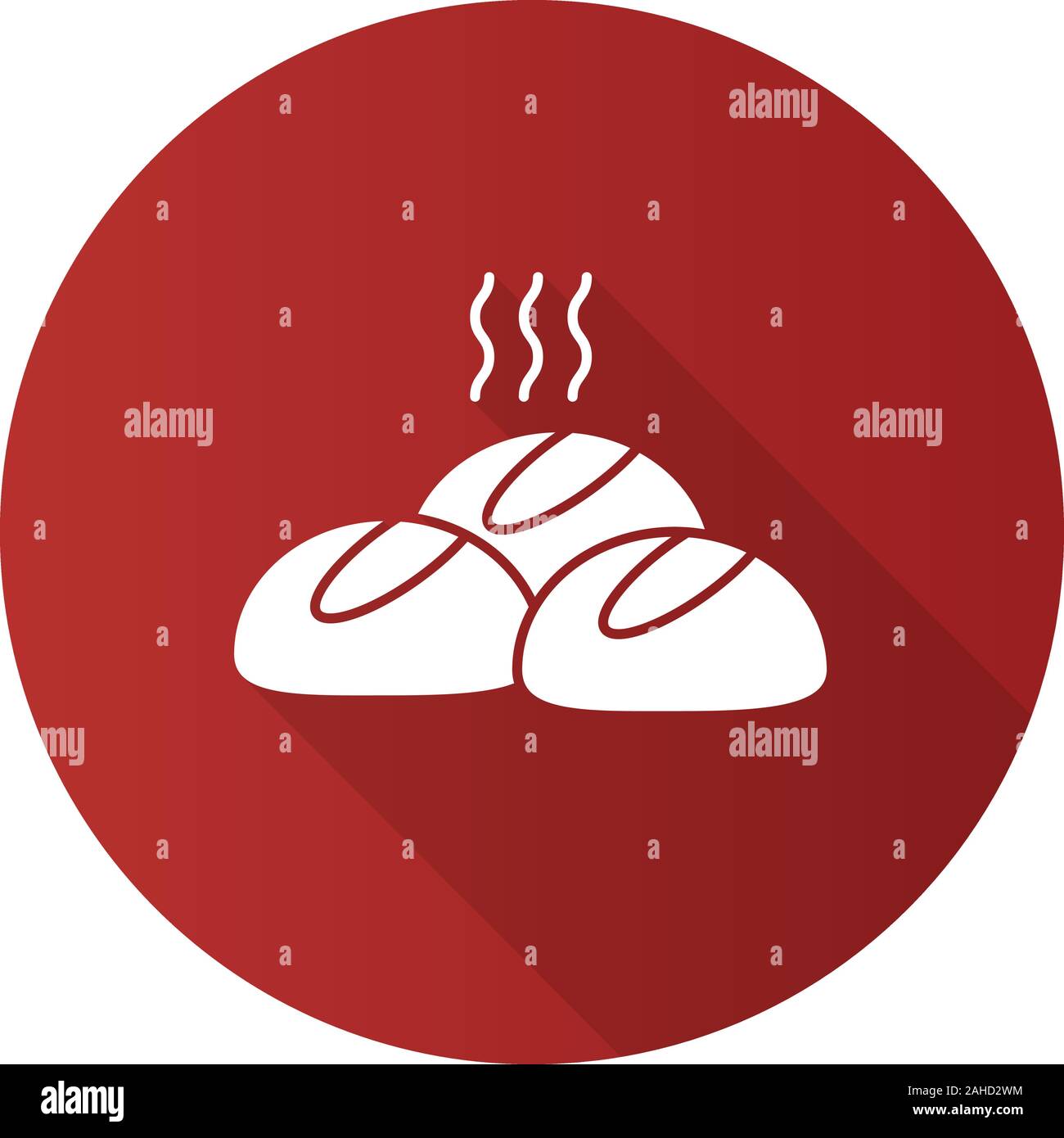 Dinner rolls flat design long shadow glyph icon. Round buns. Vector silhouette illustration ...