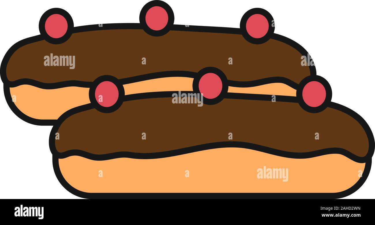 Eclair cake color icon. Isolated vector illustration Stock Vector Image ...