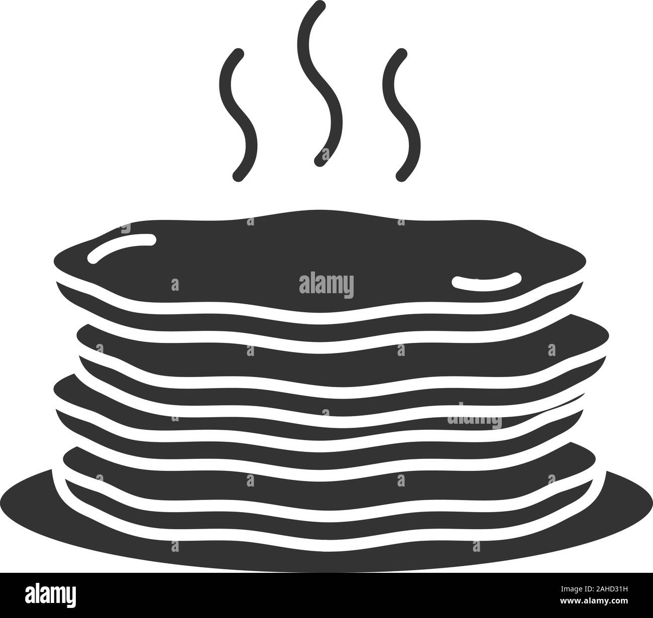 Pancakes stack glyph icon. Silhouette symbol. Negative space. Vector ...