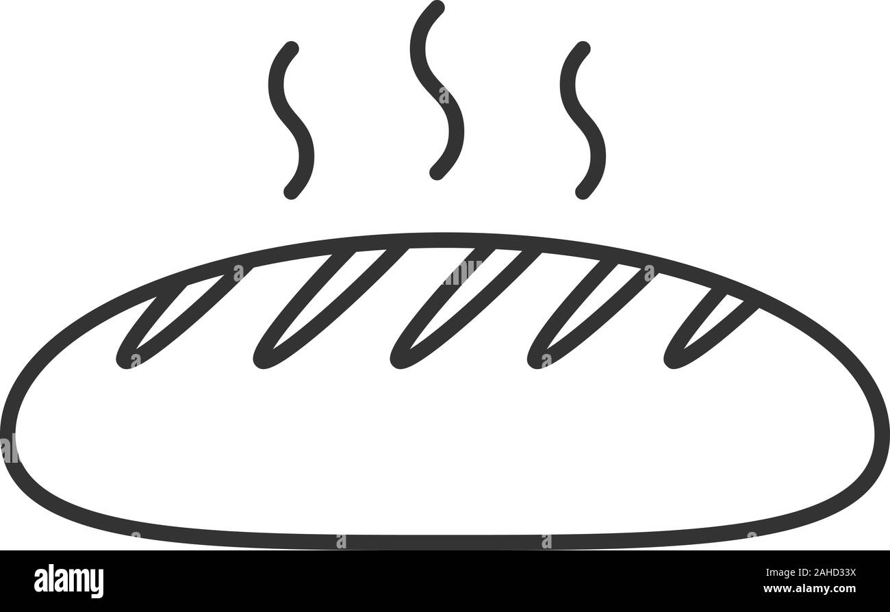 Fresh bread loaf linear icon. Thin line illustration. Bakery. Contour ...