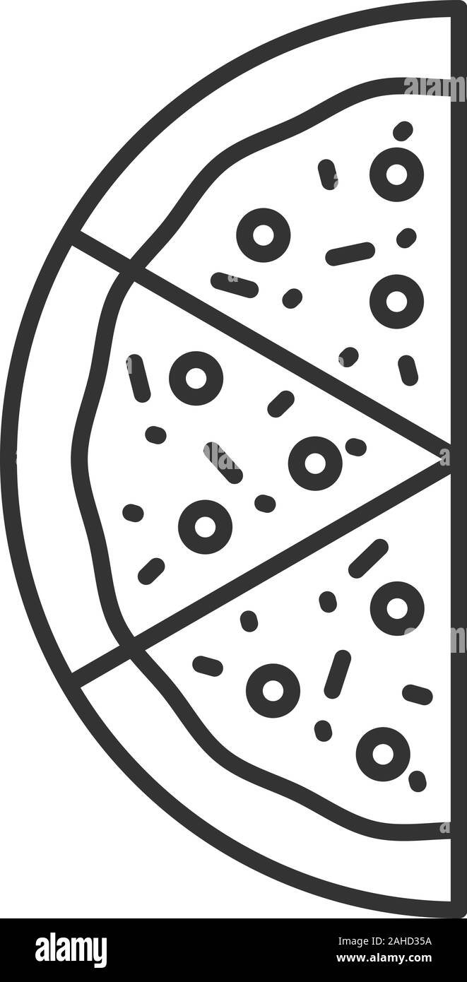 Half of pizza linear icon. Thin line illustration. Contour symbol ...