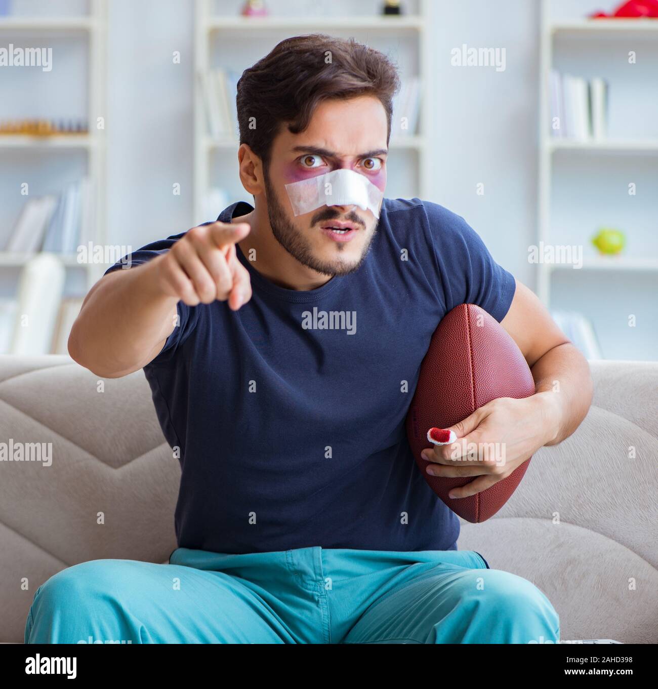 Young man defeated in sports game suffered loss with broken bleeding ...