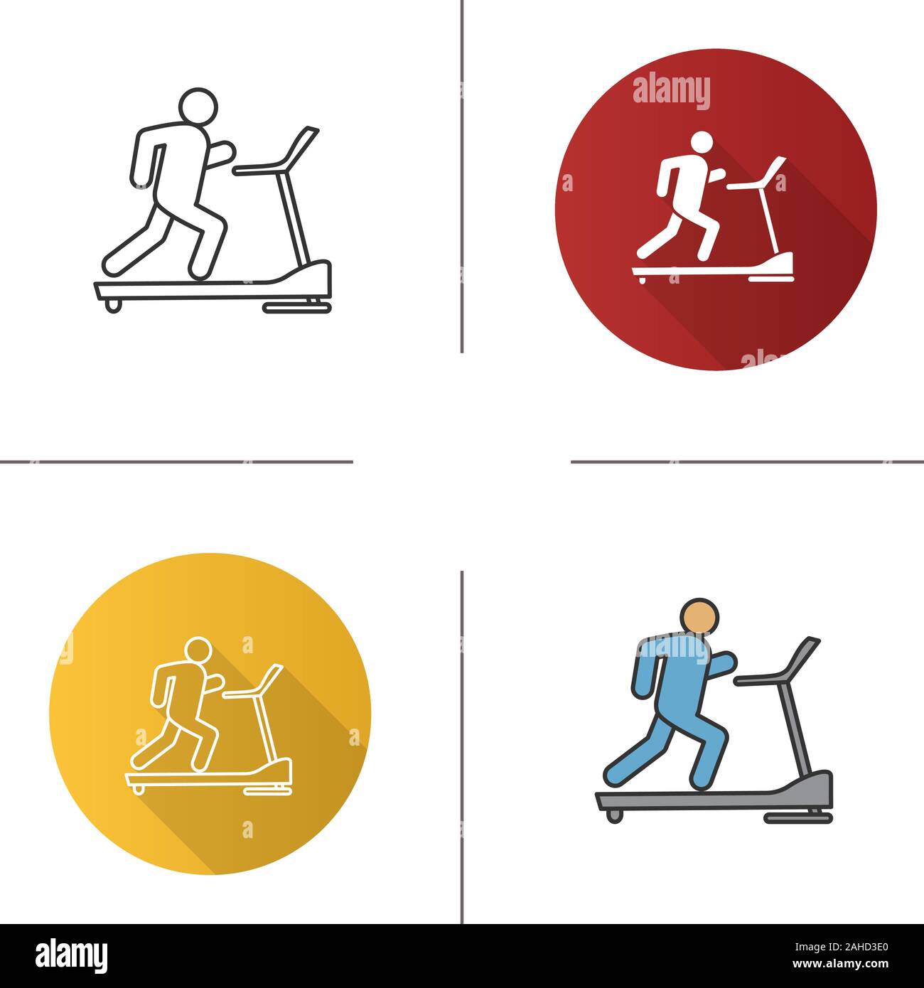 Treadmill icon. Flat design, linear and color styles. Exercise machine ...