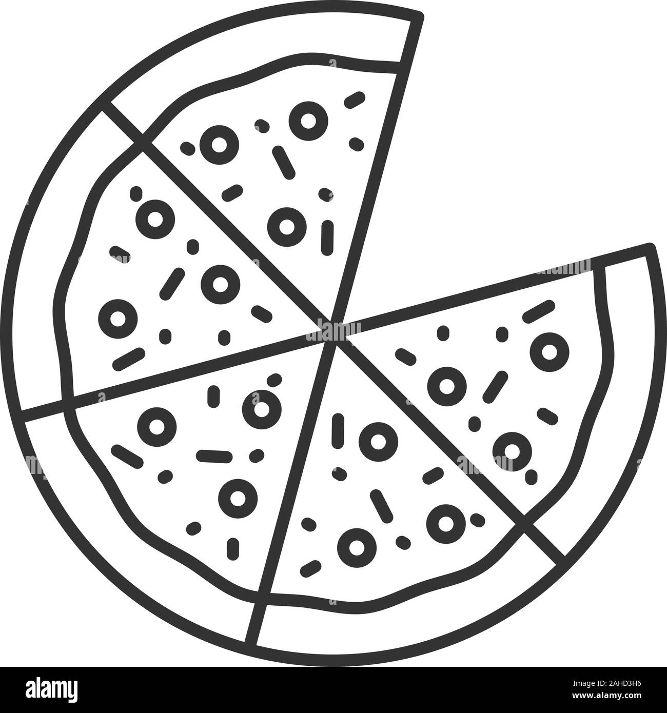 Pizza linear icon. Thin line illustration. Pizzeria sign. Contour ...