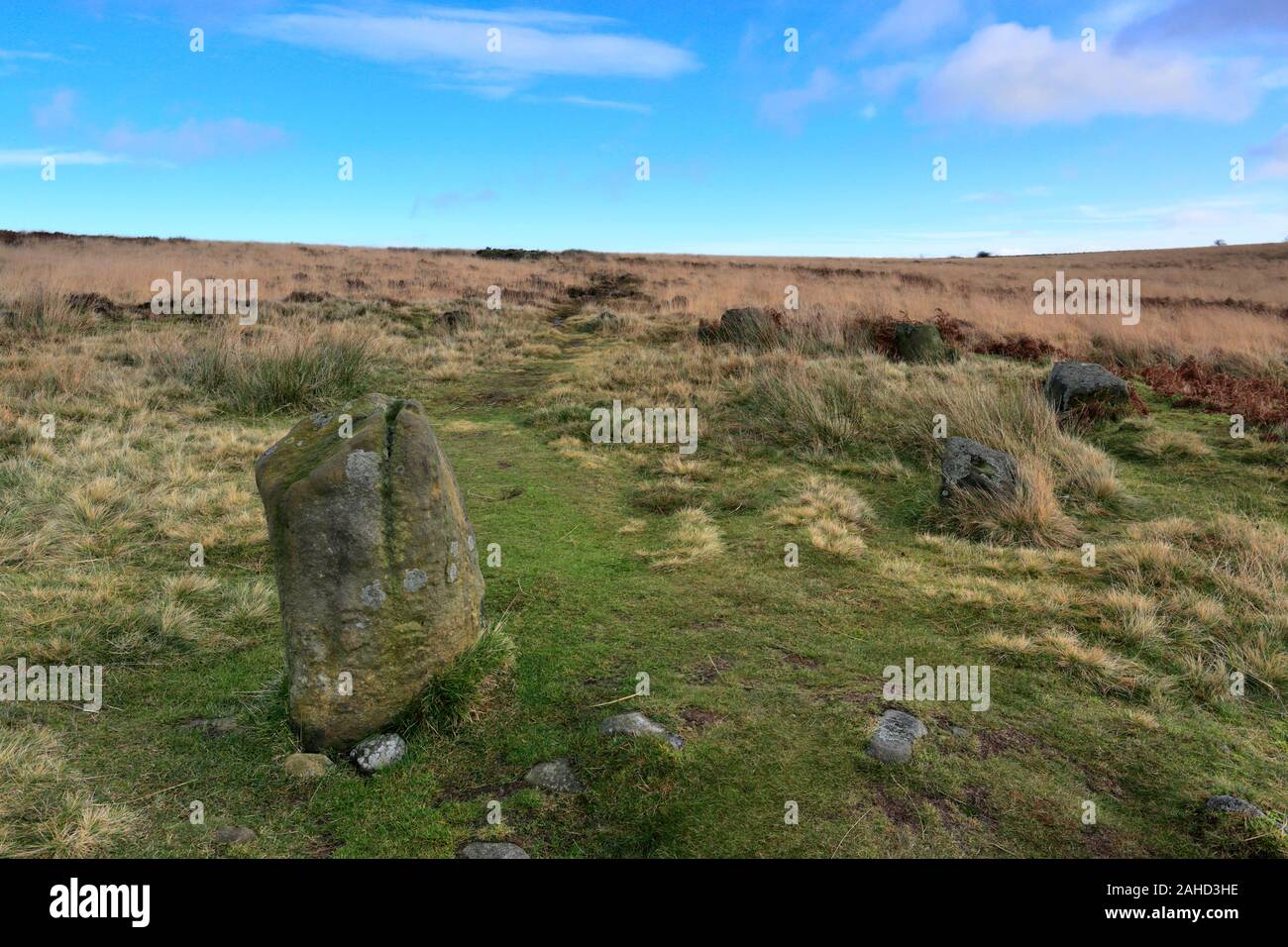 View over Barbrook 1 Stone Circle, Ramsley Big Moor, Peak District ...