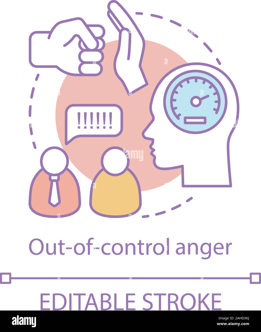 Out-of-control anger concept icon. Conflict idea thin line illustration ...